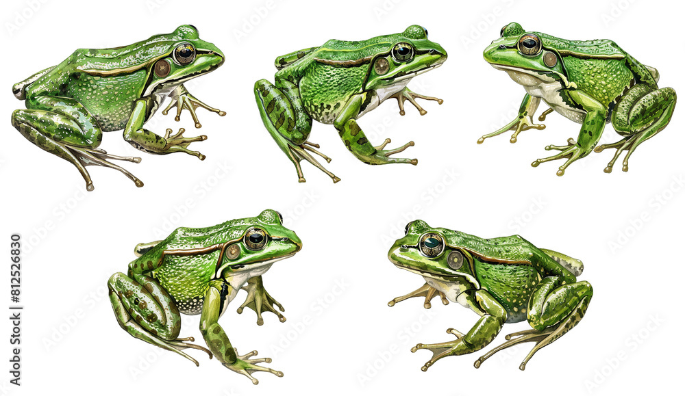 Watercolor set of frogs isolated on transparent background. Stock ...