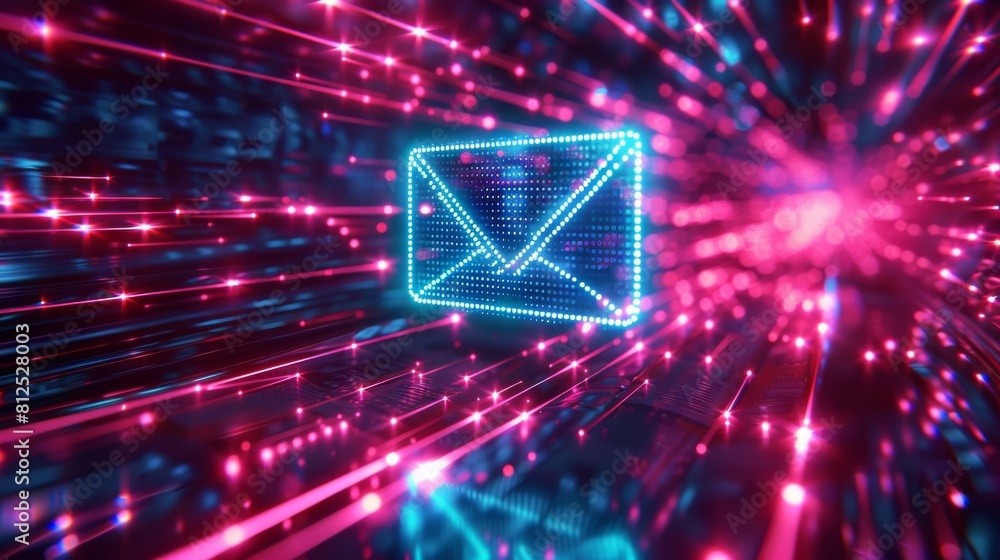 a digital email icon on a transparent background, symbolizing modern ...