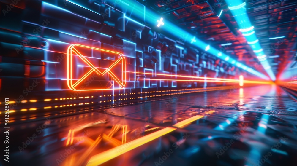 a digital email icon on a transparent background, symbolizing modern ...