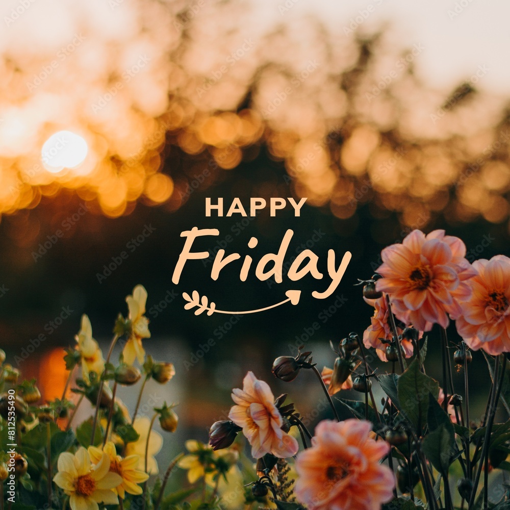 A beautiful illustration of happy friday in flowers background Stock ...