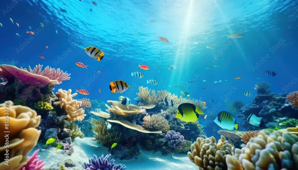 Tropical fish in the underwater, coral reef, amazing underwater life ...
