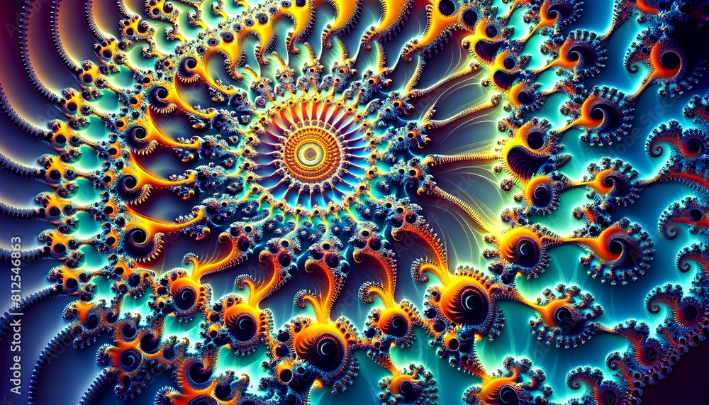 The image should feature a complex pattern generated by the Mandelbrot ...