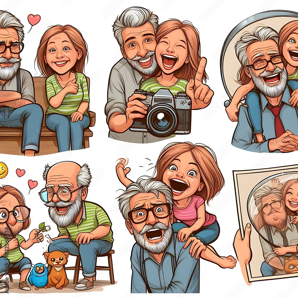 A collage of cartoon characters realistic attractive has illustrative ...