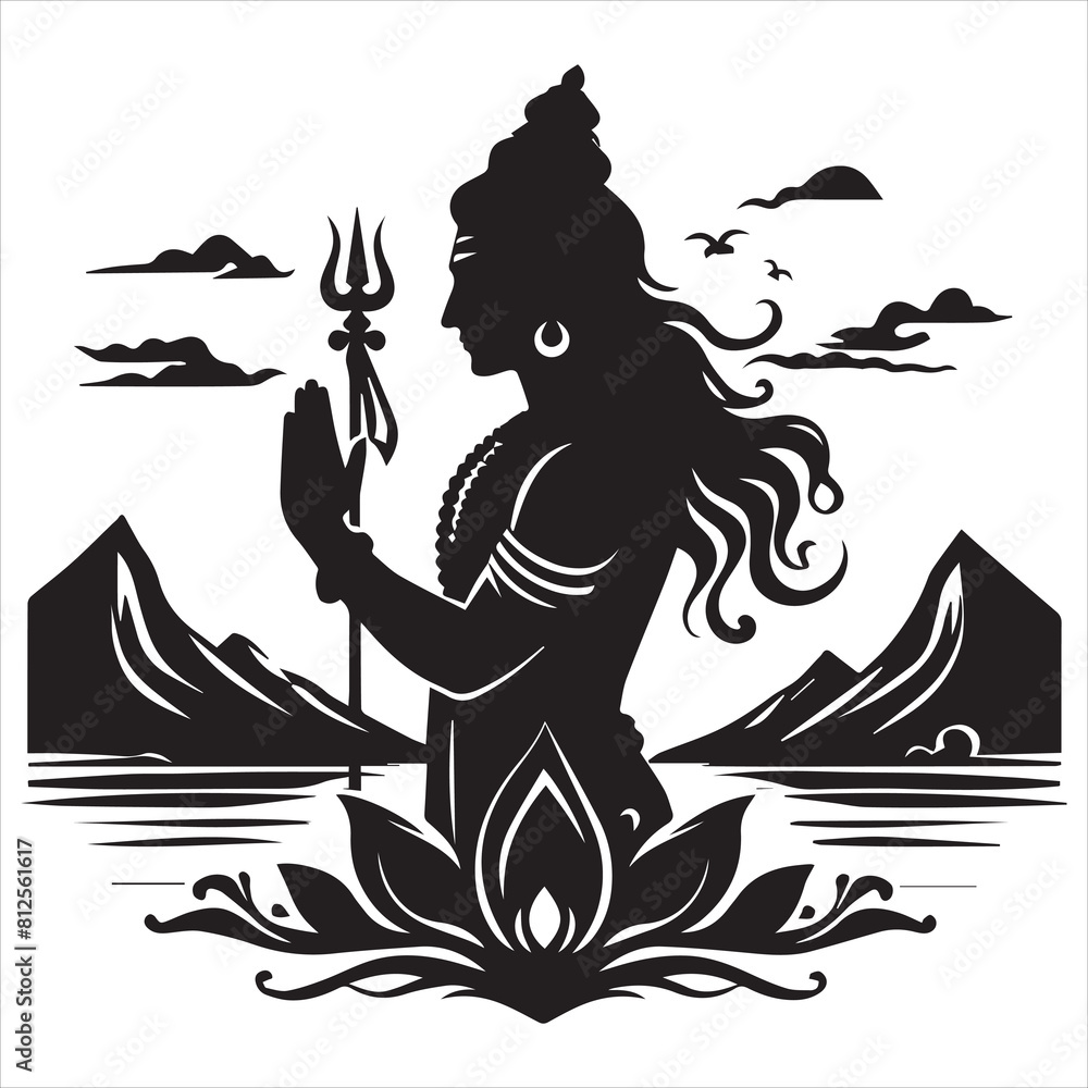 Mahadev Sihouette with Solid White Background. Lord Shiva simpllord ...