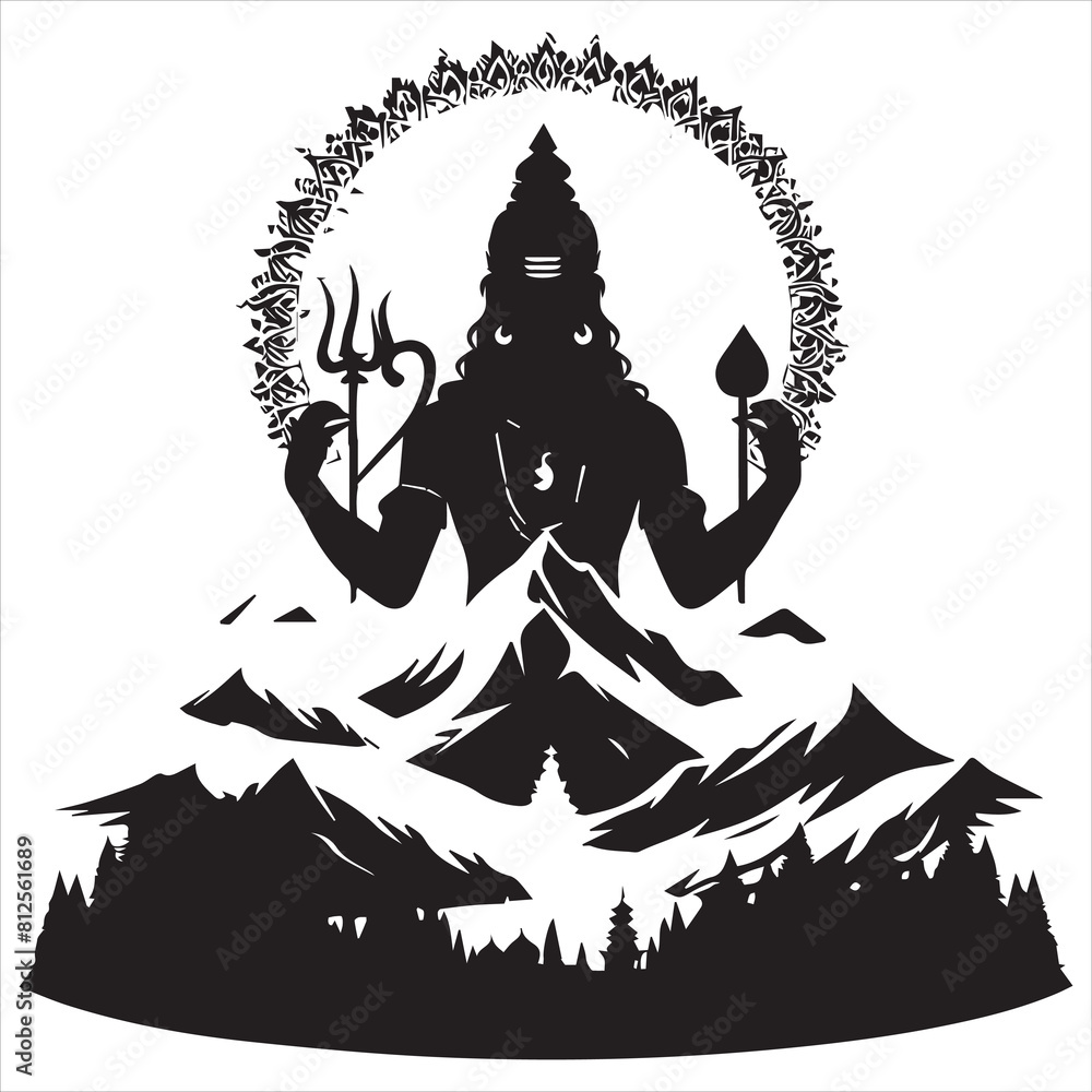 Mahadev Sihouette with Solid White Background. Lord Shiva simpllord ...
