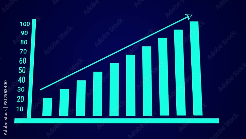 Animated Bar chart. Bar chart for growing business progress. Rise chart ...
