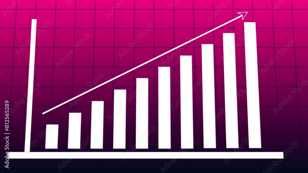 Animated Bar chart. Bar chart for growing business progress. Rise chart ...