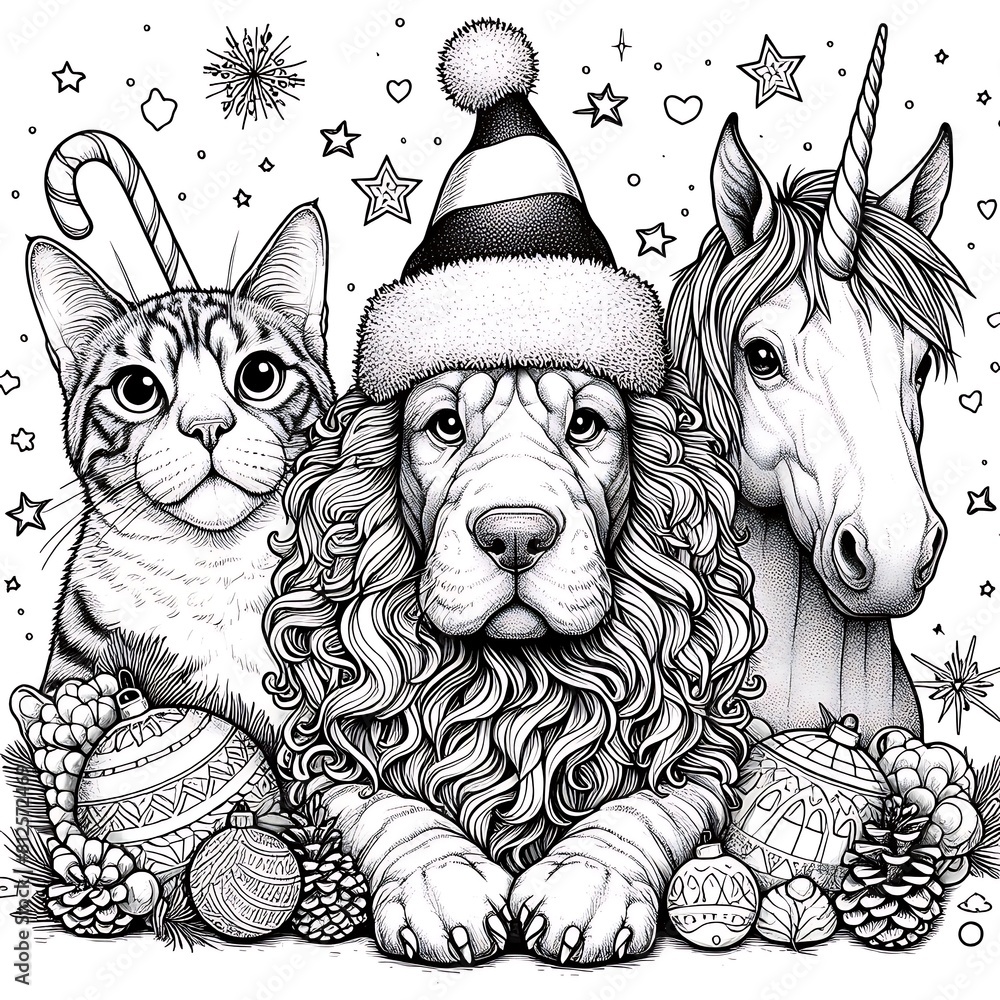 Many animals include dogs, cats, unicorns with a hat and unicorn art ...