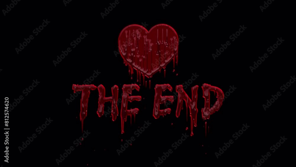 The end text with dripping blood on alpha channel. Halloween party ...