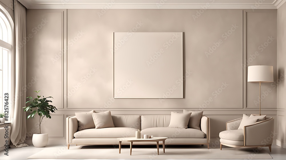 Light beige living room - modern interior hall and furniture design ...