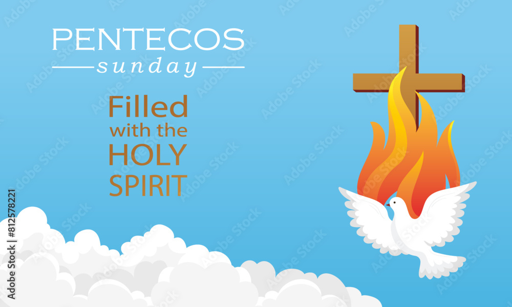 Pentecost Sunday Filled with the Holy Spirit, Ephesians 5:18. Cross on ...