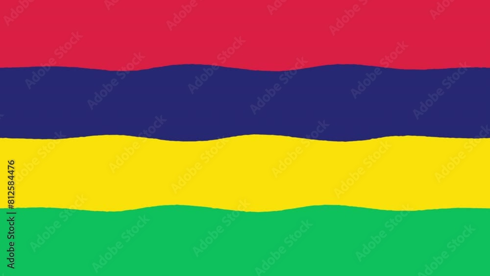 Stylized Cartoon Waving Flag of Mauritius, Animated Background in Hand ...