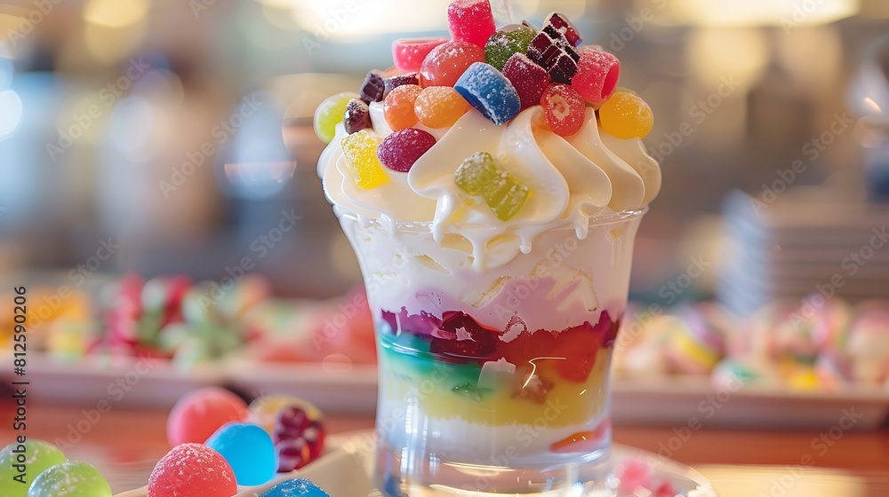 rainbow over vanilla ice cream desert at ice cream station pizza ...