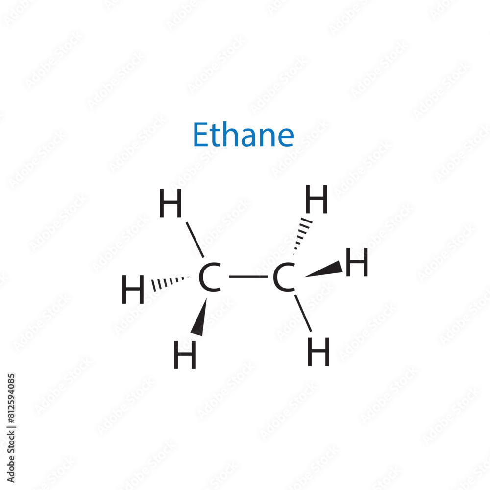 Ethane molecule skeletal structure diagram.organic compound molecule ...