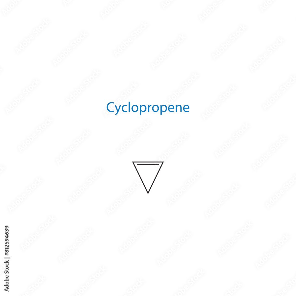 Cyclopropene molecule skeletal structure diagram.organic compound ...