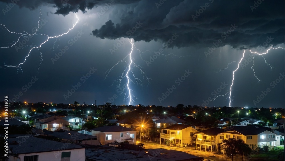 Devastating Storm, Hurricane, Lightning, Twister Hit Urban Area ...