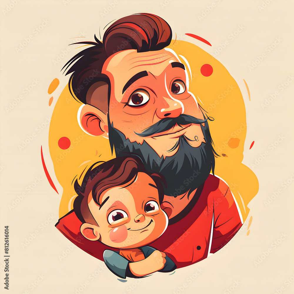 dad and son flat modern art illustration,logo design,t shirt design ...