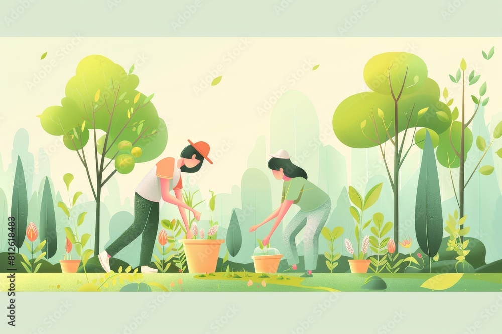 Volunteers Planting Trees and Restoring Habitats in a Warm and Vibrant ...