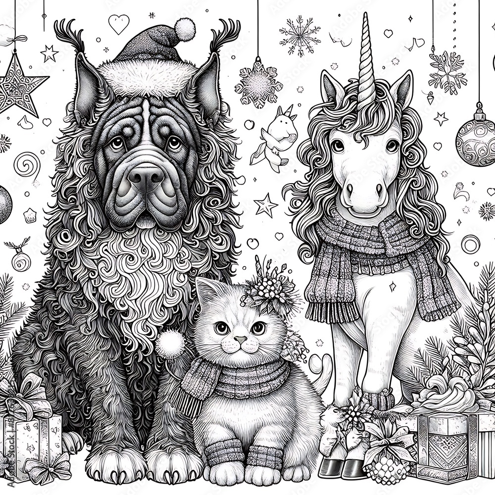 Many animals include dogs, cats, unicorns with a cat and a unicorn art ...
