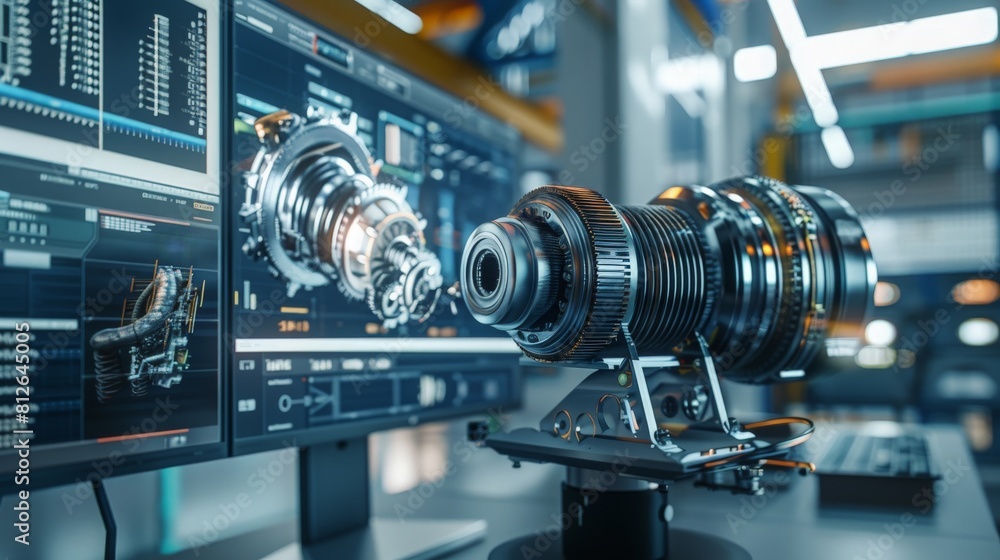 Engineering designer design 3D CAD software program Industrial engine ...