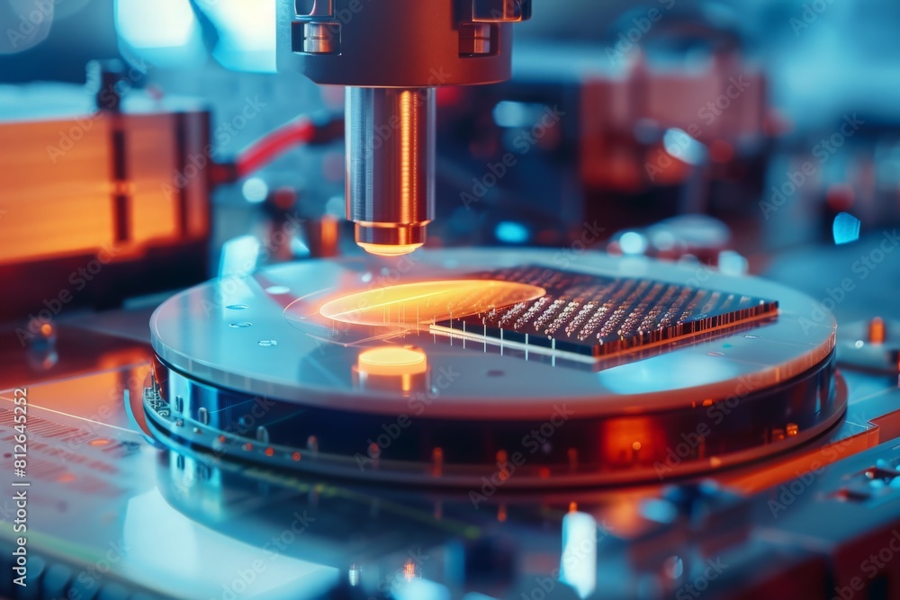 Semiconductor Wafer after Dicing Process. Silicon Dies are Being ...