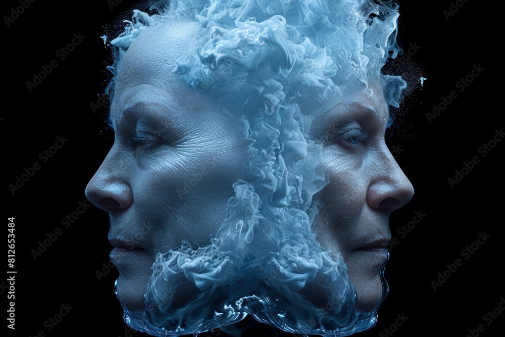 Bipolar or mind mental disorder, dual personality concept. Image with ...