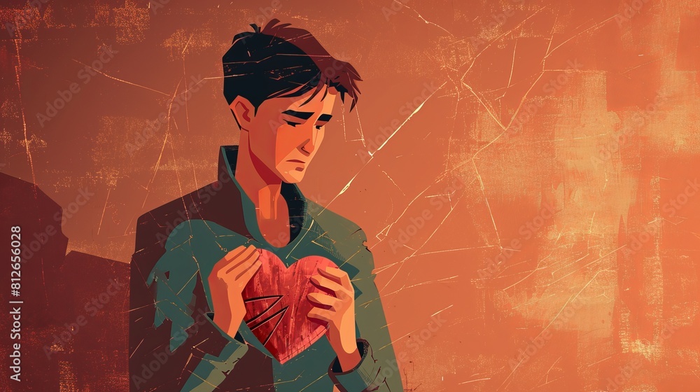 Living a sad life with heartbreak, each moment a struggle, each breath heavy with sorrow Stock ...