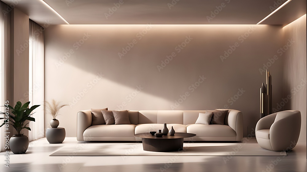 Foto de Light beige living room - modern interior hall and furniture ...