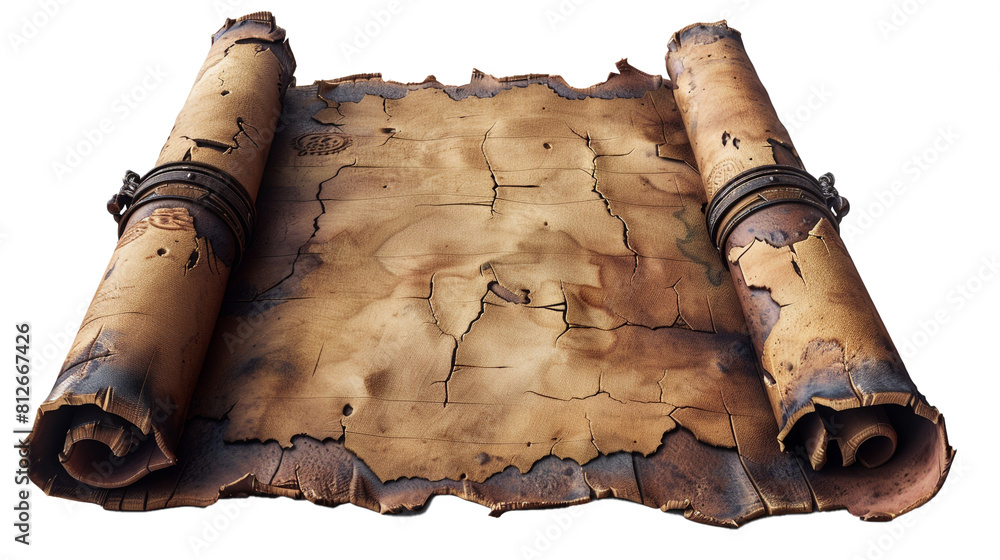 Time-worn scroll, forgotten wisdom, isolated on transparent background ...