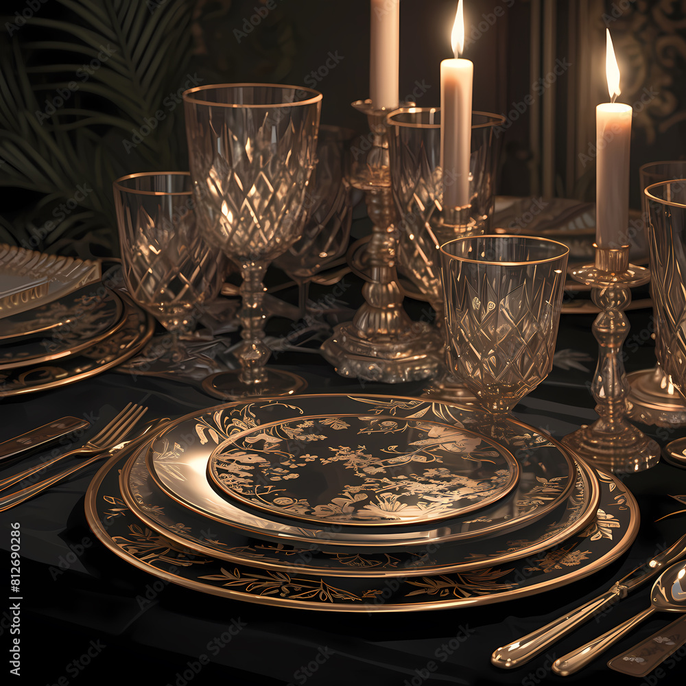 Luxurious Dining Experience: Elegantly Arranged Table Setting Featuring ...