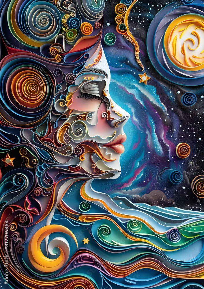 vector paperquilling Symbolism Painting Mystical Realism digital ...