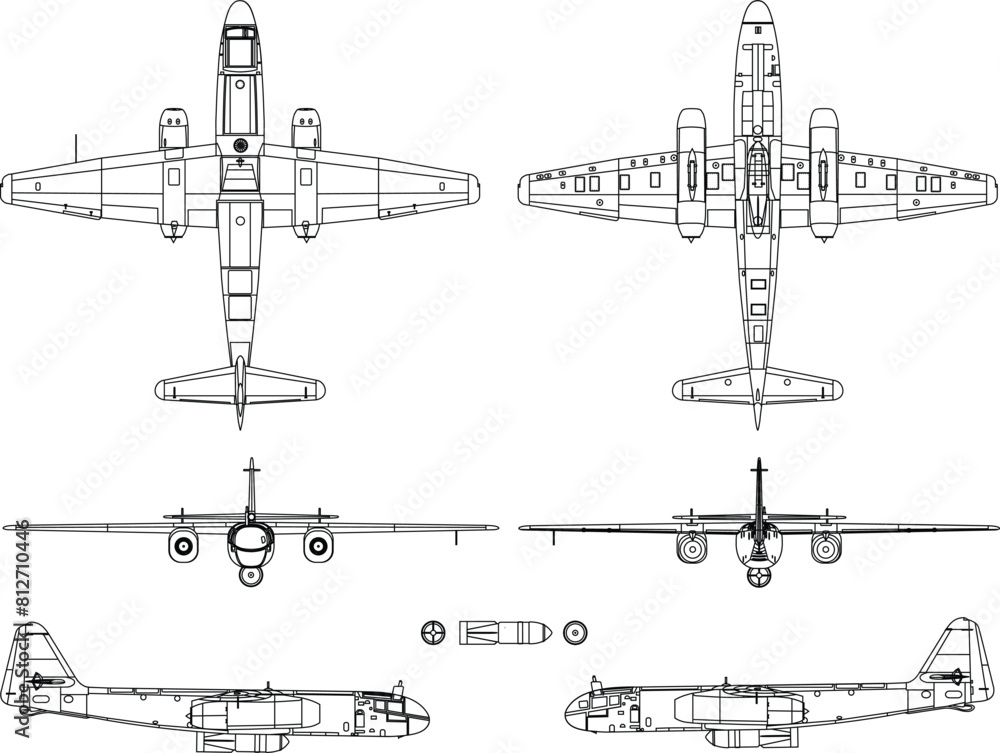 Vetor do Stock: arado ar 234 b 3 view svg vector file, arado, ar 234 b ...