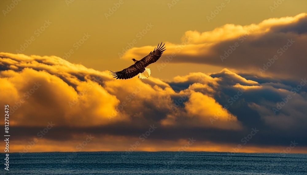The majestic eagle soars through the sky, a symbol of freedom, a wonder ...