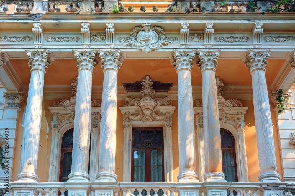 Architectural Details, Historic Mansion with Ornate Columns and ...
