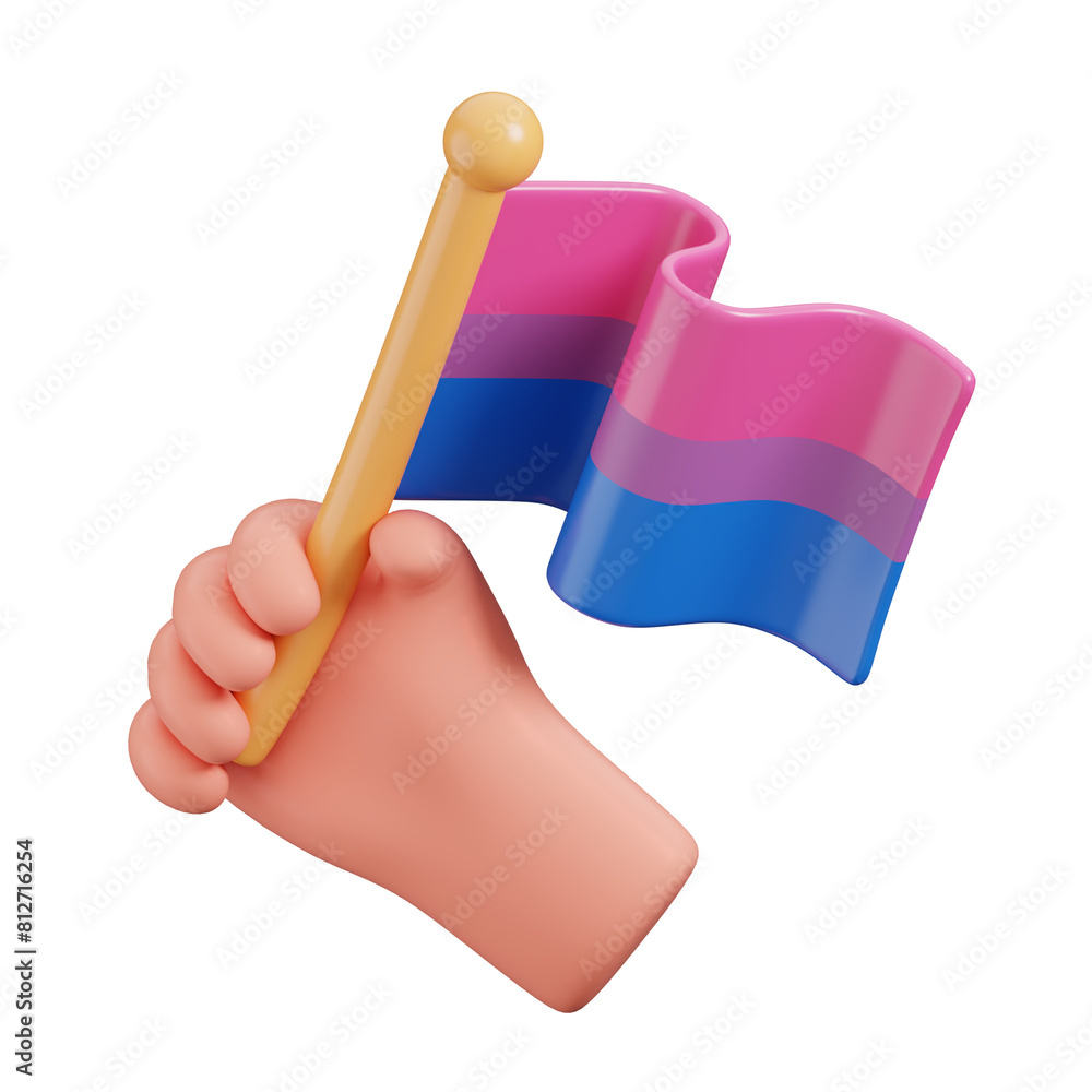 Hand holding bisexual flag decorations, celebrating LGBTQ Pride Month ...