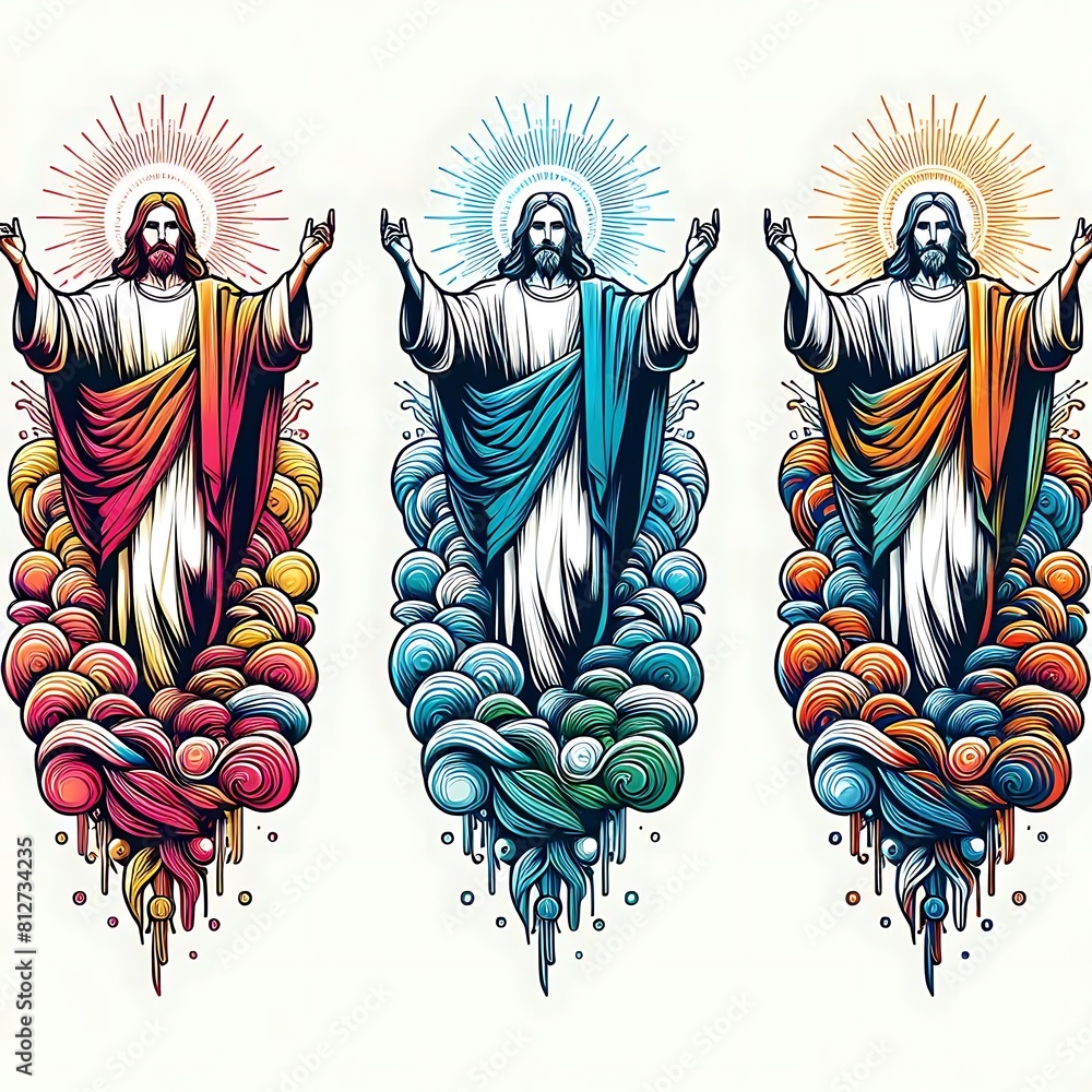 Many colorful illustrations of jesus christ religious images art ...