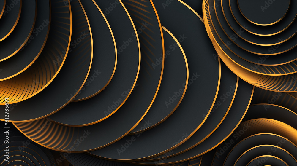 Abstract futuristic dark black background with waved design. Realistic ...