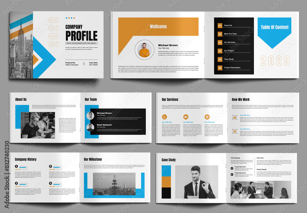 Company Profile Design Template Landscape Stock Template | Adobe Stock