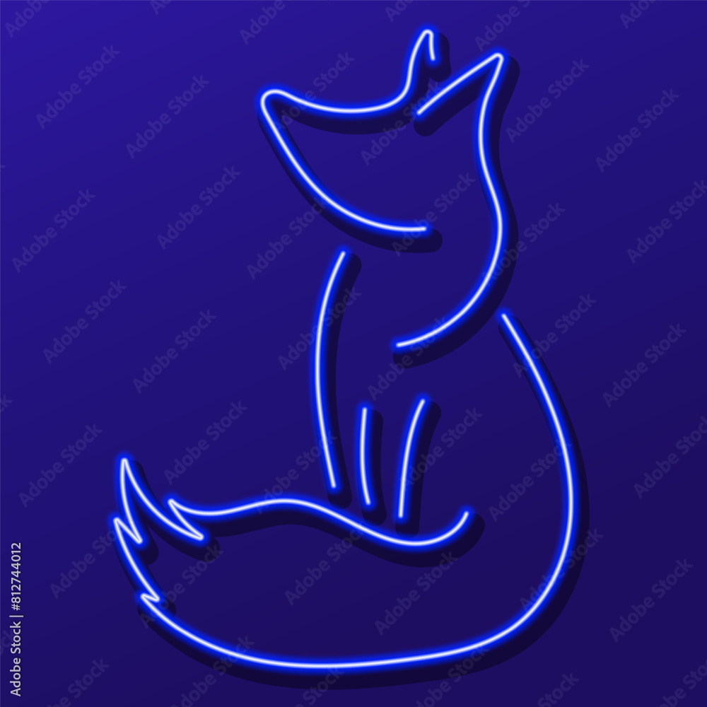 fox neon sign, modern glowing banner design, colorful modern design ...