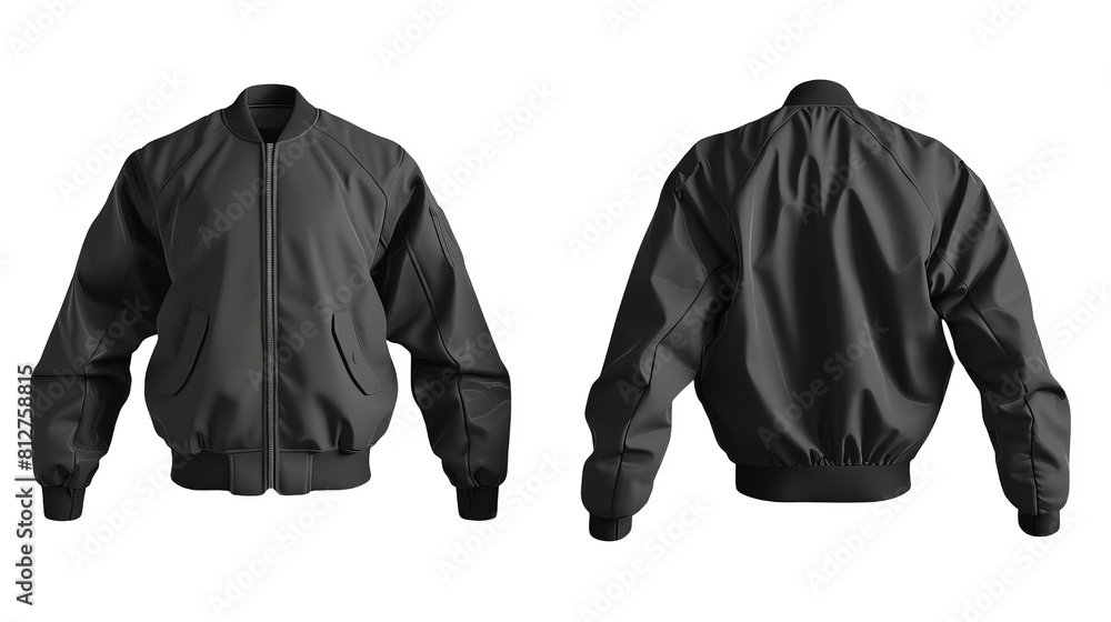 Black Jacket mockup design cut out transparent isolated on white ...