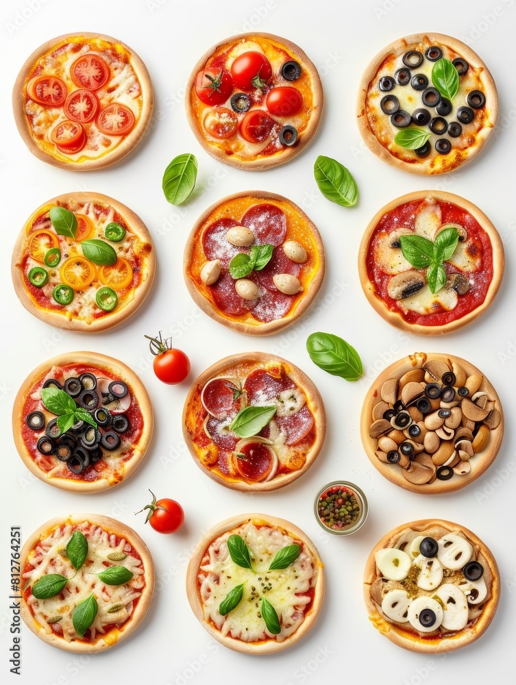 DIY Pizza Station Mini pizza station with various toppings displayed ...