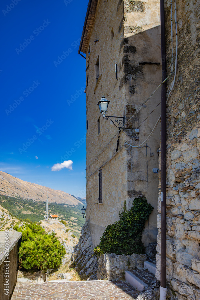 A glimpse of the small village of Castrovalva, in the province of L ...