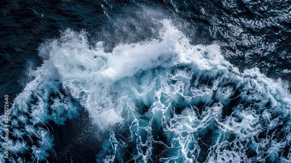 aerial top view background photo of ocean sea water white wave ...