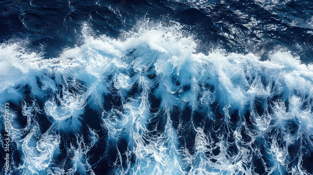 aerial top view background photo of ocean sea water white wave ...