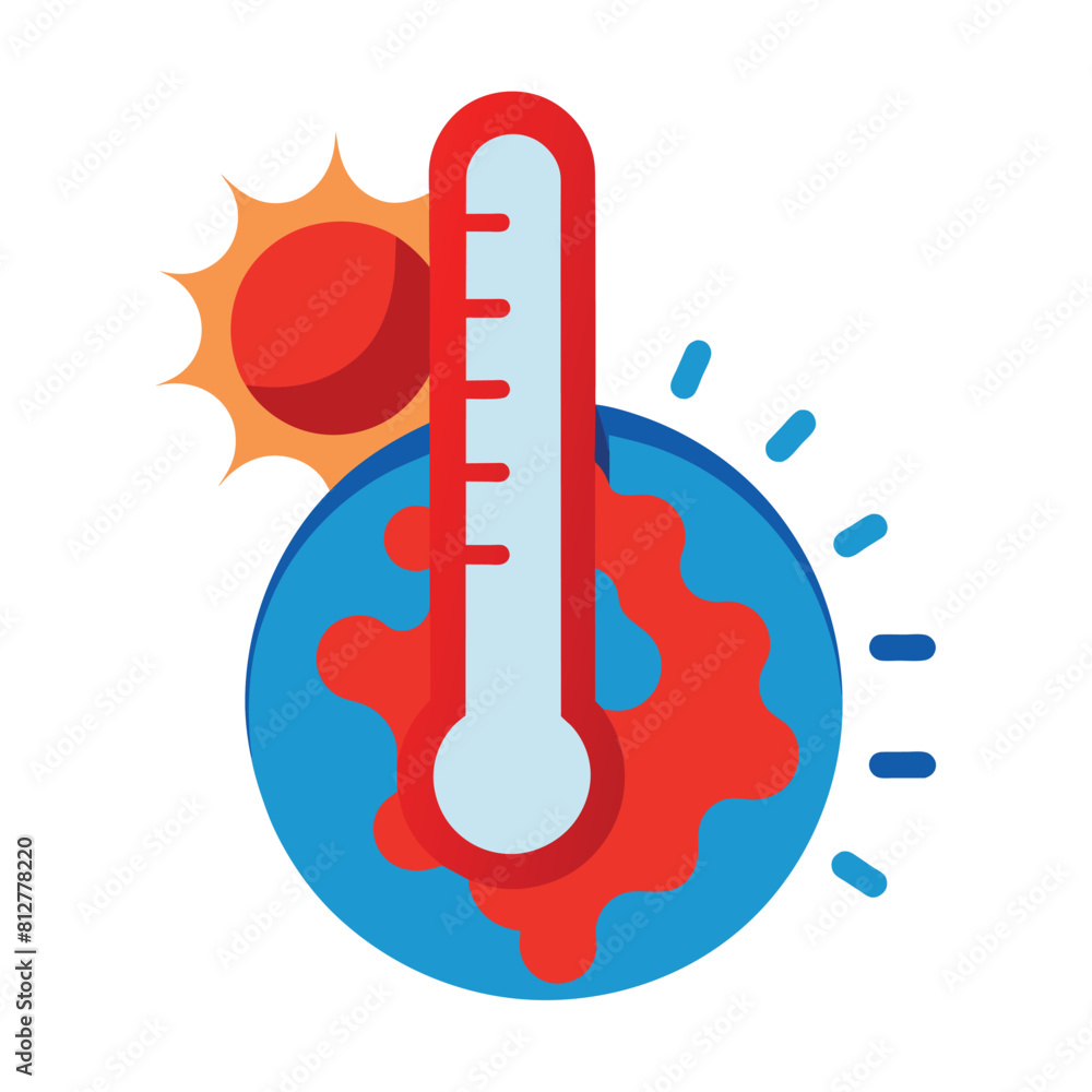 Heatwave icon, climate change, global warming. Thermometer. Heat wave ...