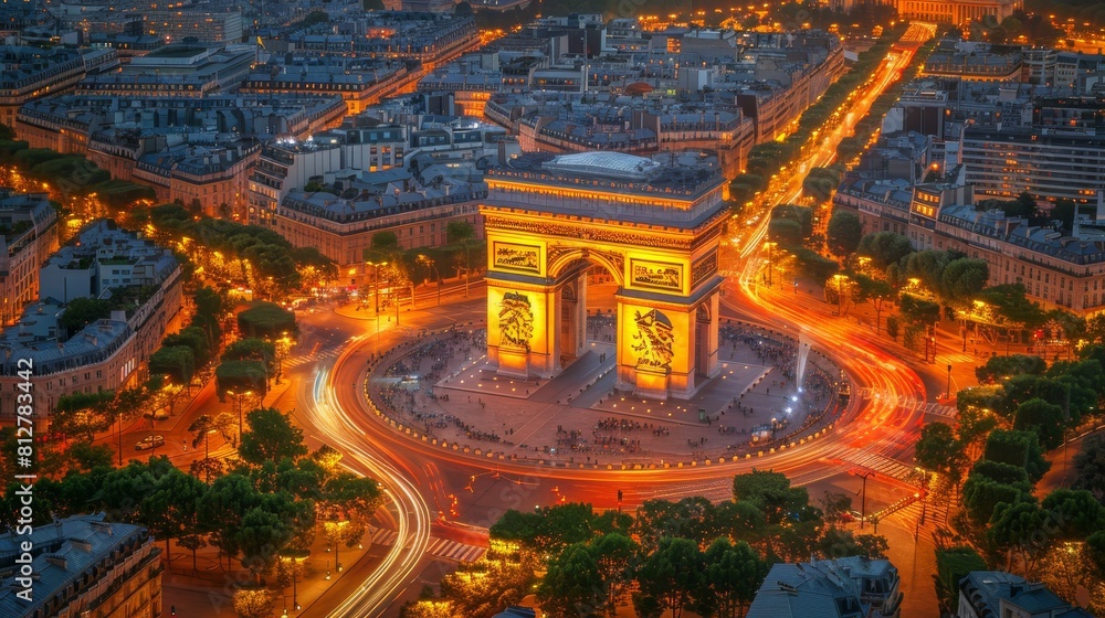 Fictional drone view of Arc de Triomphe in Paris for the upcoming ...