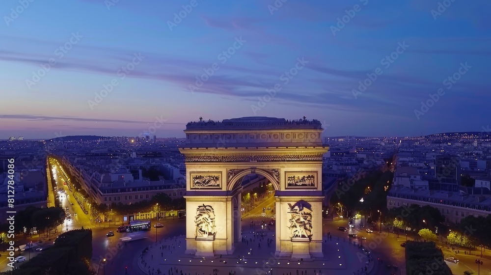 Fictional drone view of Arc de Triomphe in Paris for the upcoming ...