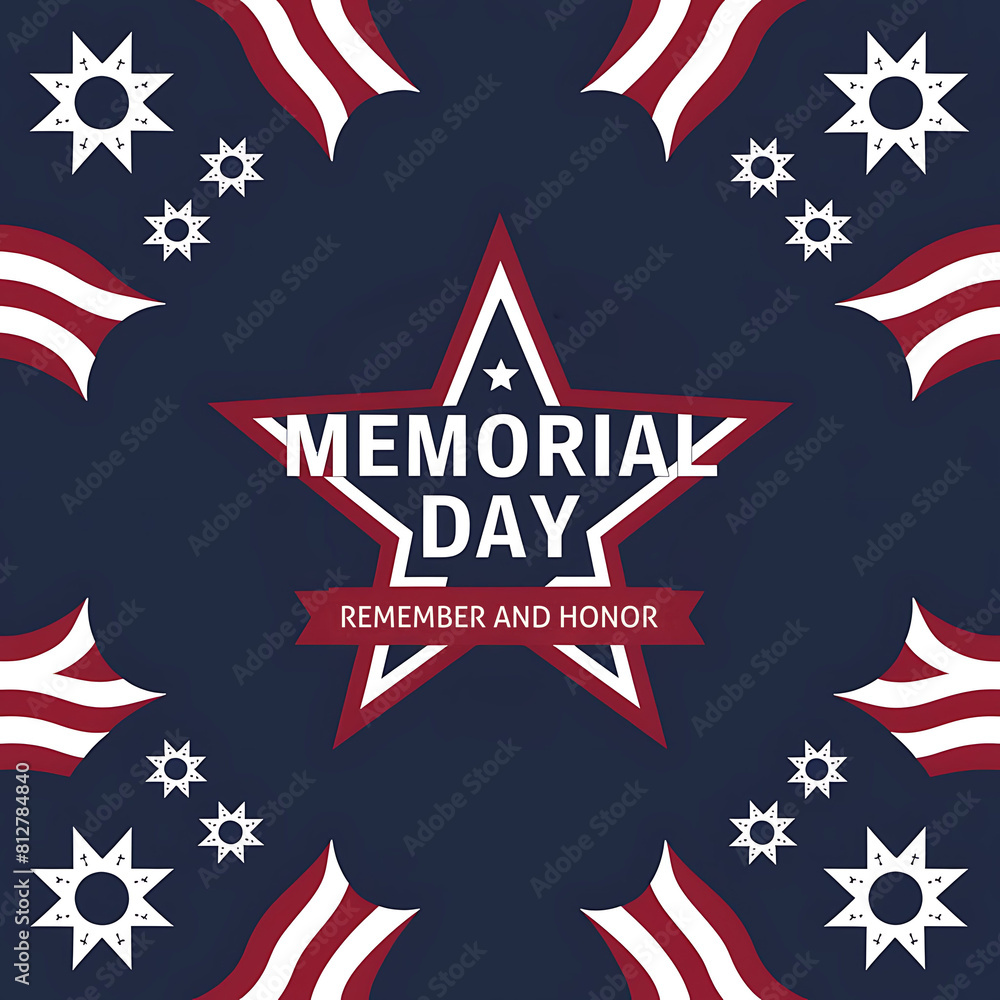 Memorial Day Remember and Honor with star Social Media Post babber or ...