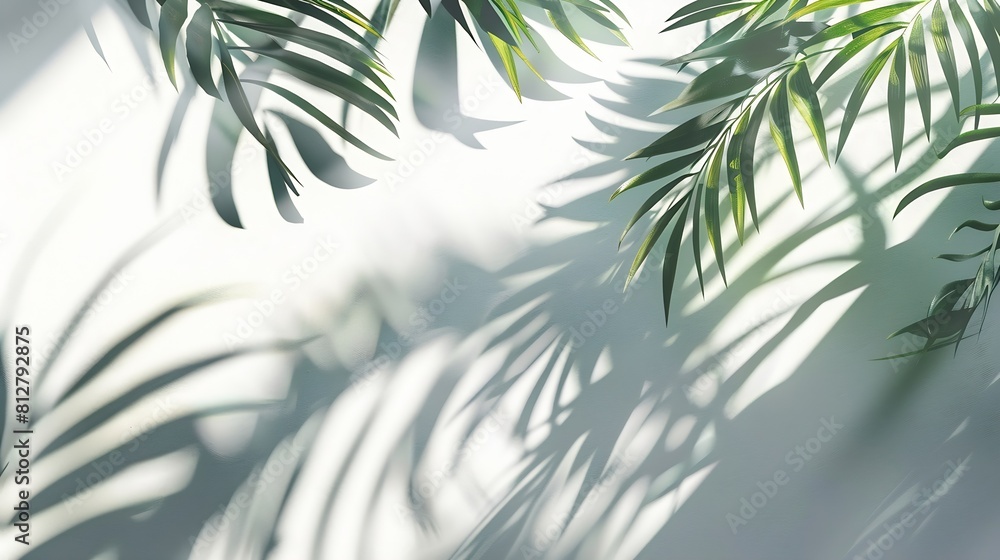 Leaf shadow and light on wall background Nature tropical leaves tree ...