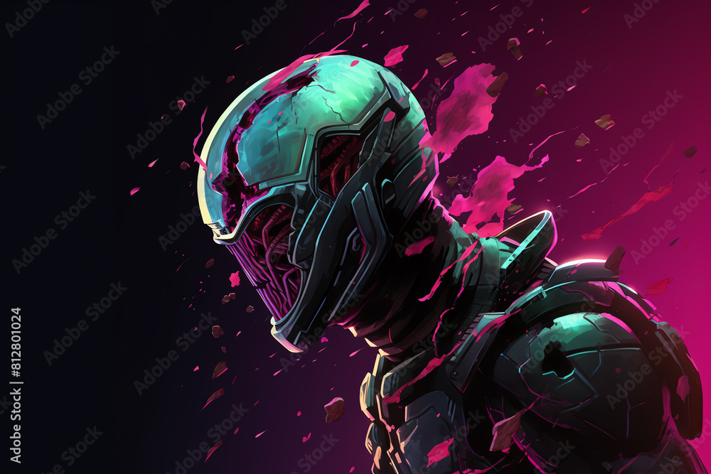 dead space flat design side view cosmic horror theme 3D render ...